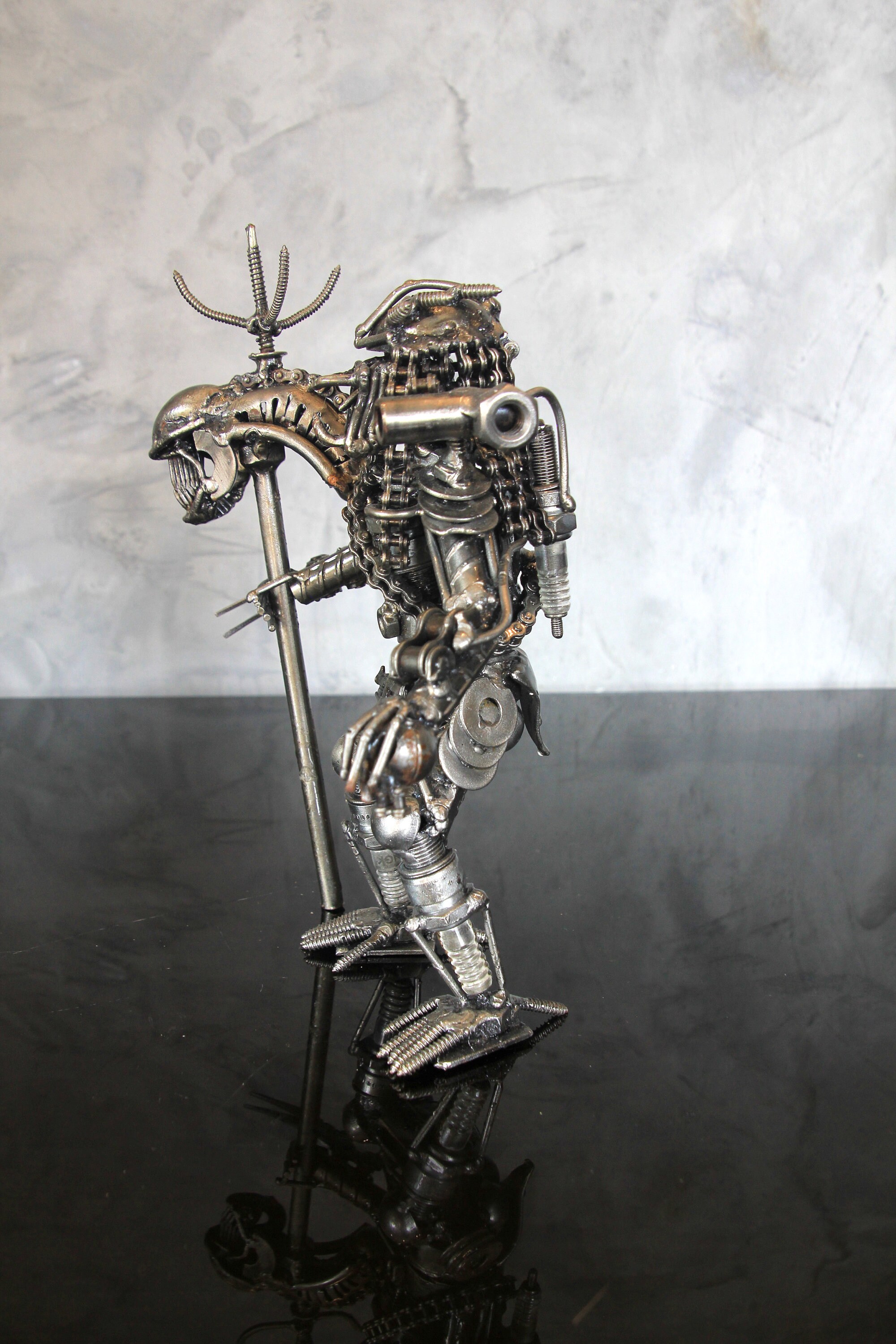 Predator Holding an Alien Head Mace Inspired Recycled Scrap - Etsy