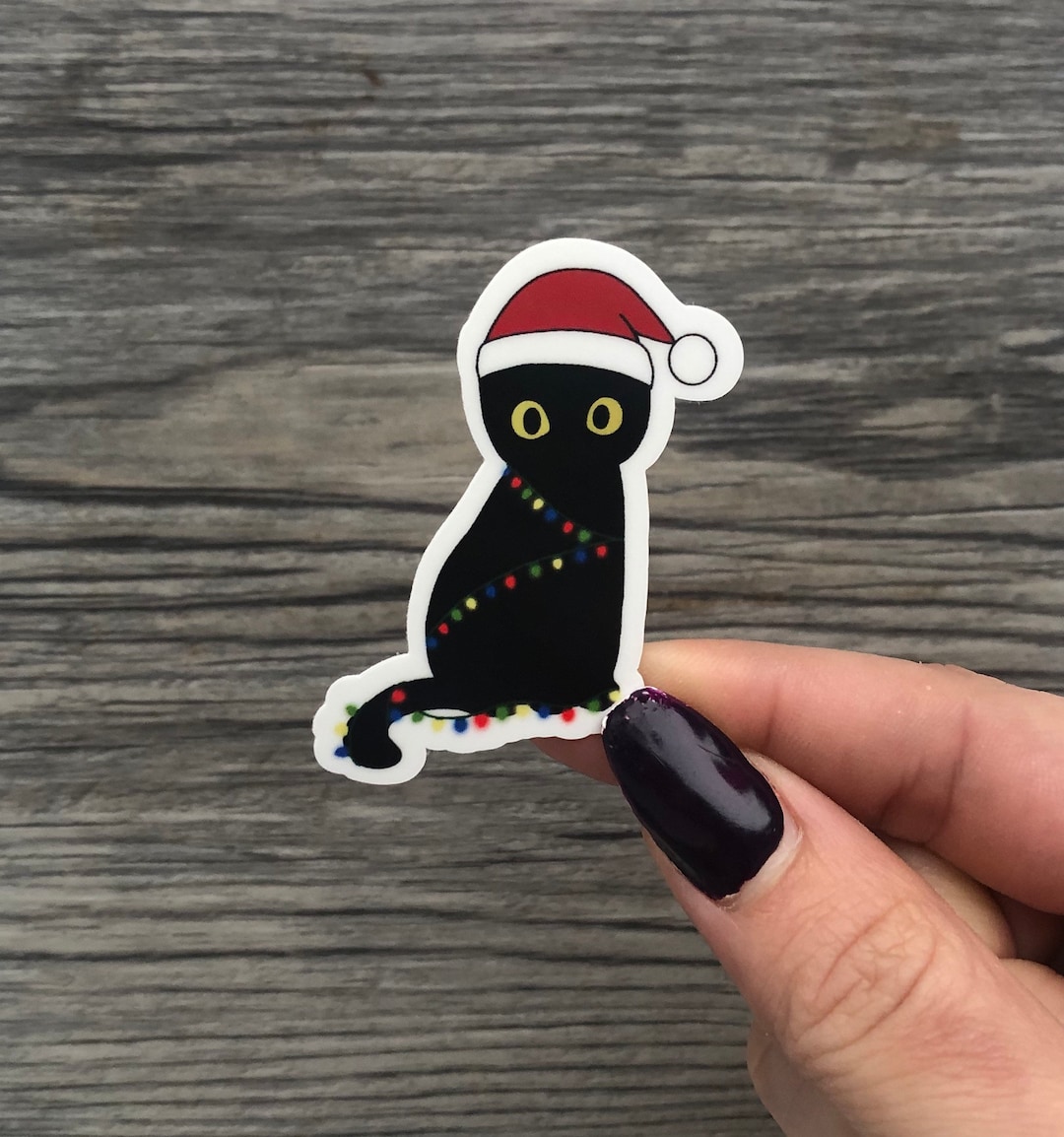 Christmas Cat Sticker - Waterproof Sticker - Etsy Canada
