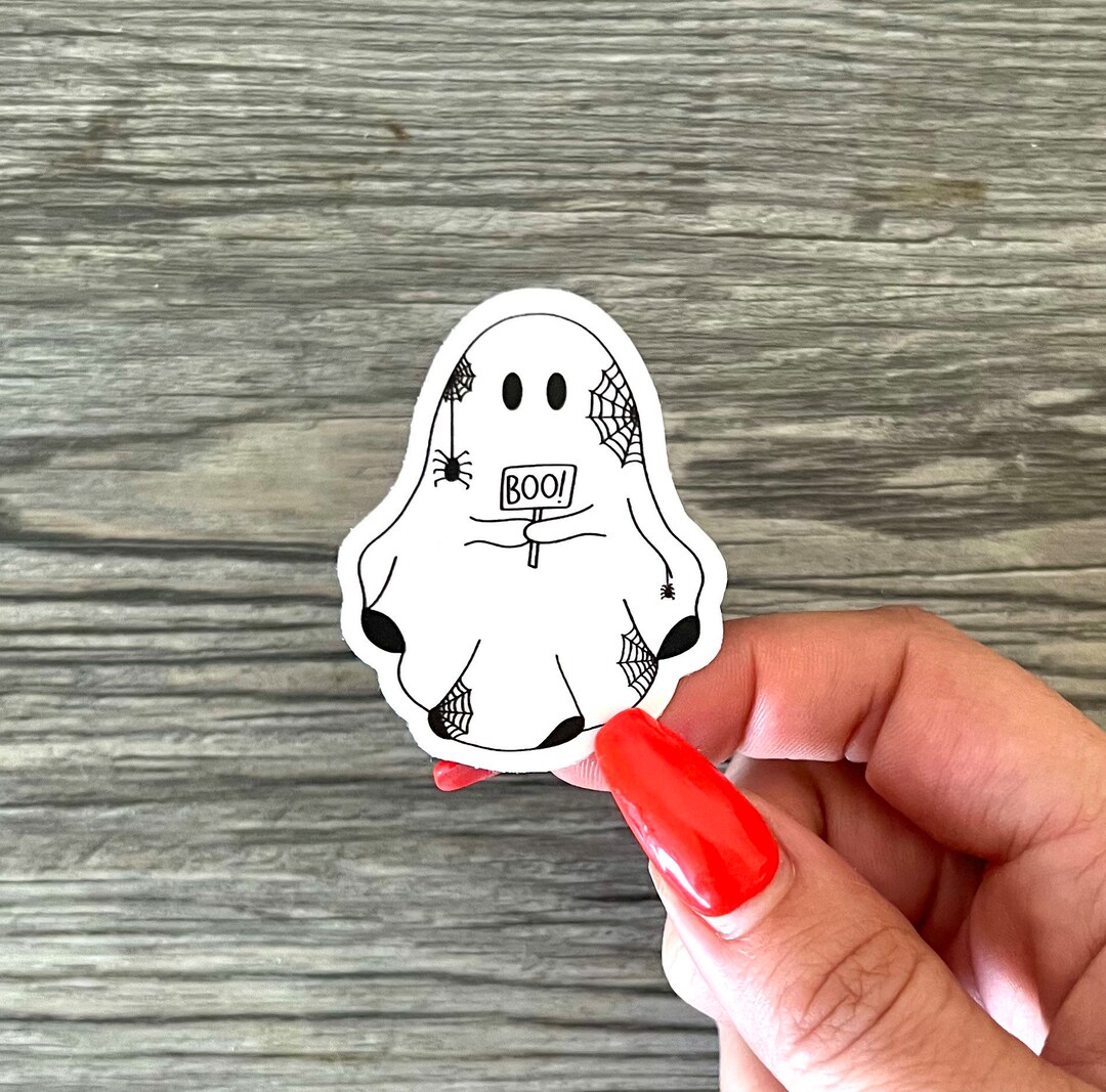 Ghost Sticker - Halloween Ghost Sticker - Cute Ghost - Spider Webs ...