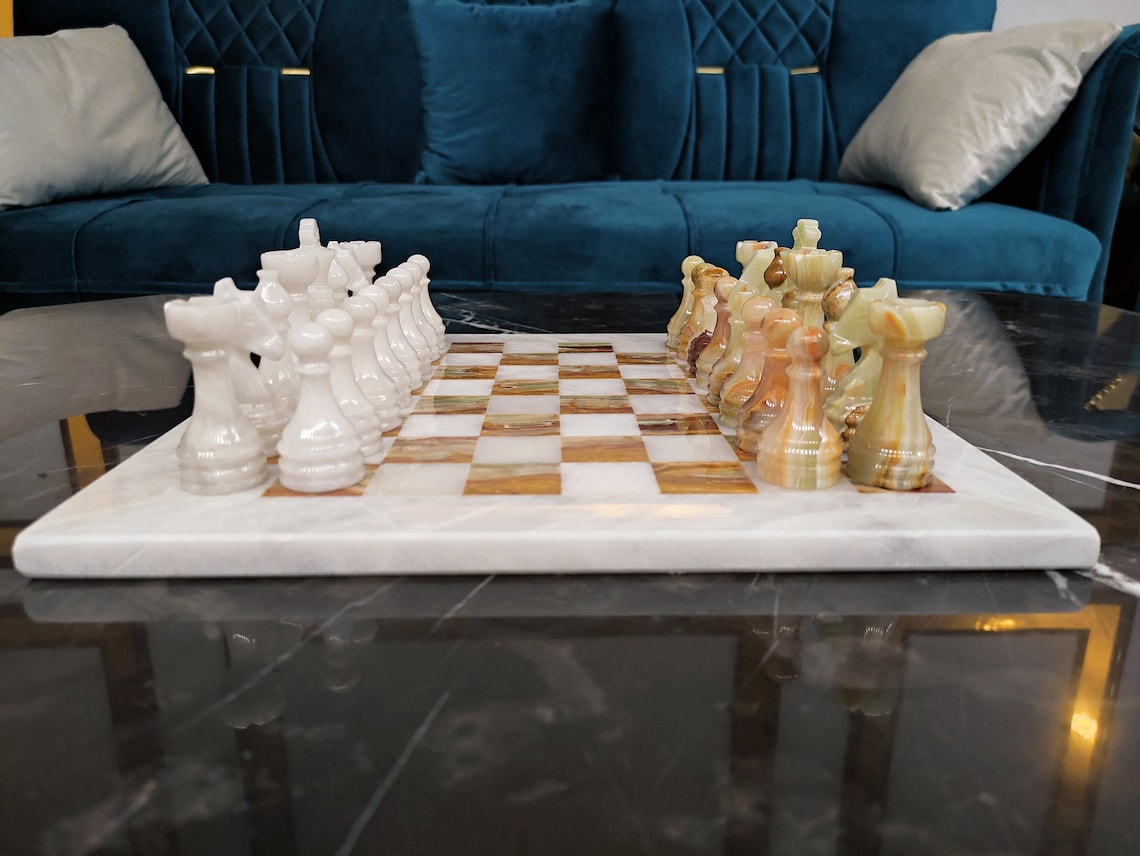 Queen's Gambit Handmade 12 Inch Marble Chess Set Indoor - Etsy