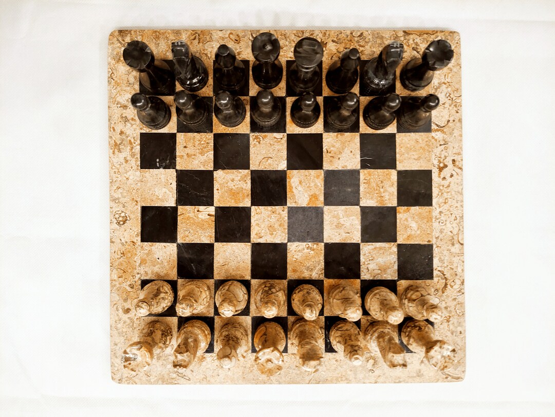 Queen's Gambit Handmade 16 and 12 Inch Marble Chess Set Indoor Adult ...