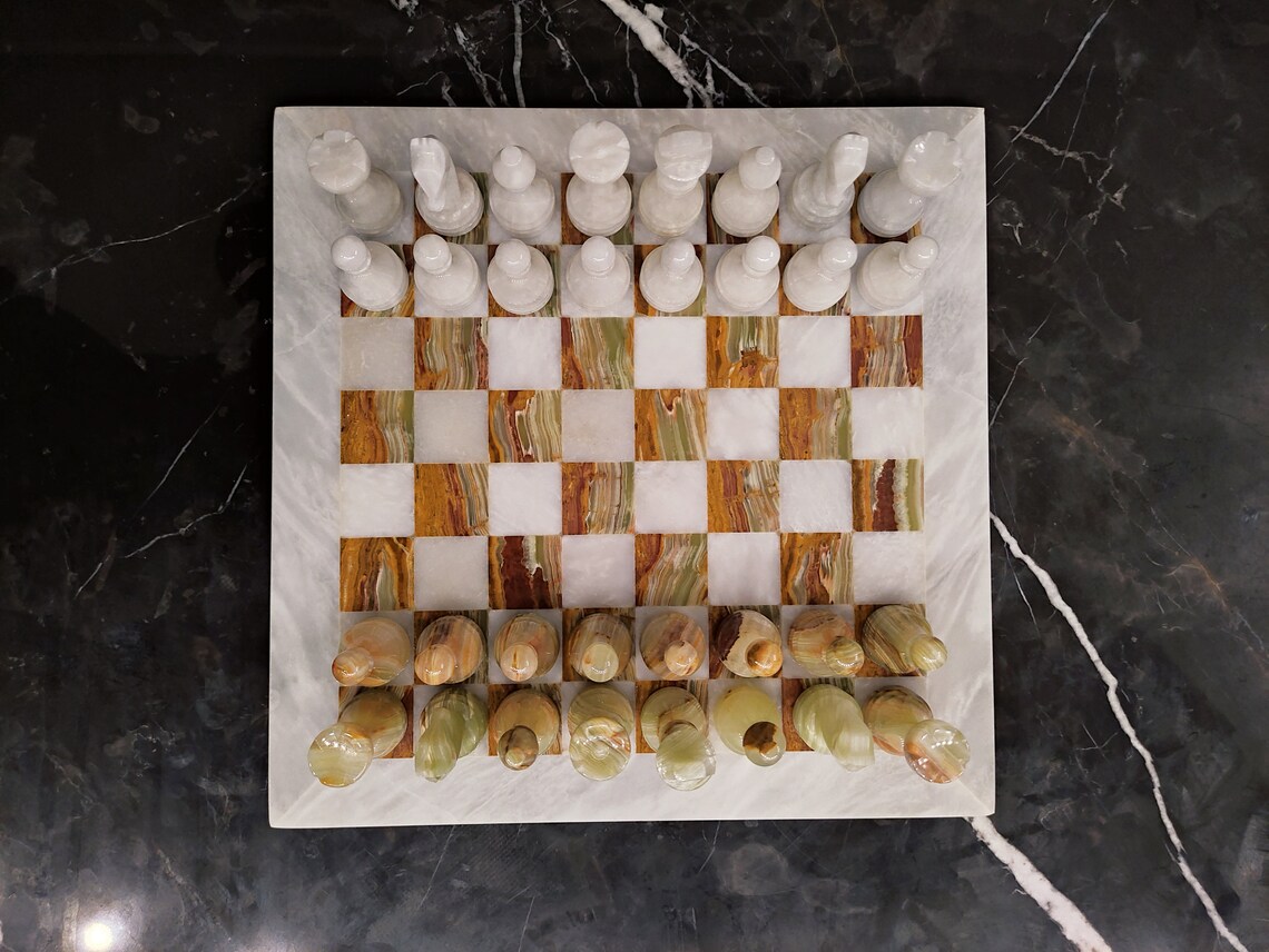 Queen's Gambit Handmade 12 Inch Marble Chess Set Indoor - Etsy