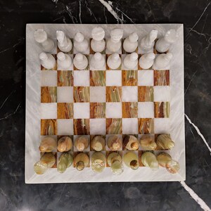 Queen's Gambit Handmade 12 Inch Marble Chess Set Indoor Adult Chess ...