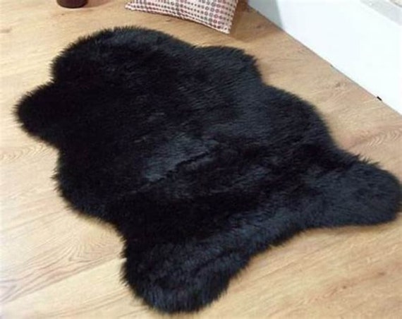 Baby Sheepskin Rug Small Sheep Fur Rug Black 2.5 ft X 1.5 ft | Etsy