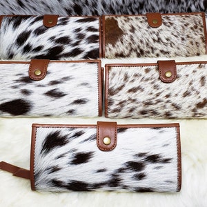 Real Cowhide Clutch Genuine Leather Handmade Wristlet and - Etsy