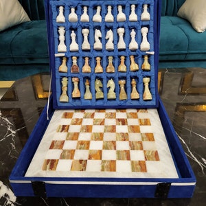 Queen's Gambit Handmade 12 Inch Marble Chess Set Indoor Adult Chess ...