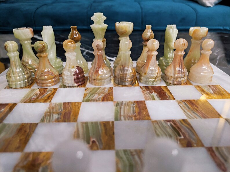 Queen's Gambit Handmade 12 Inch Marble Chess Set Indoor - Etsy