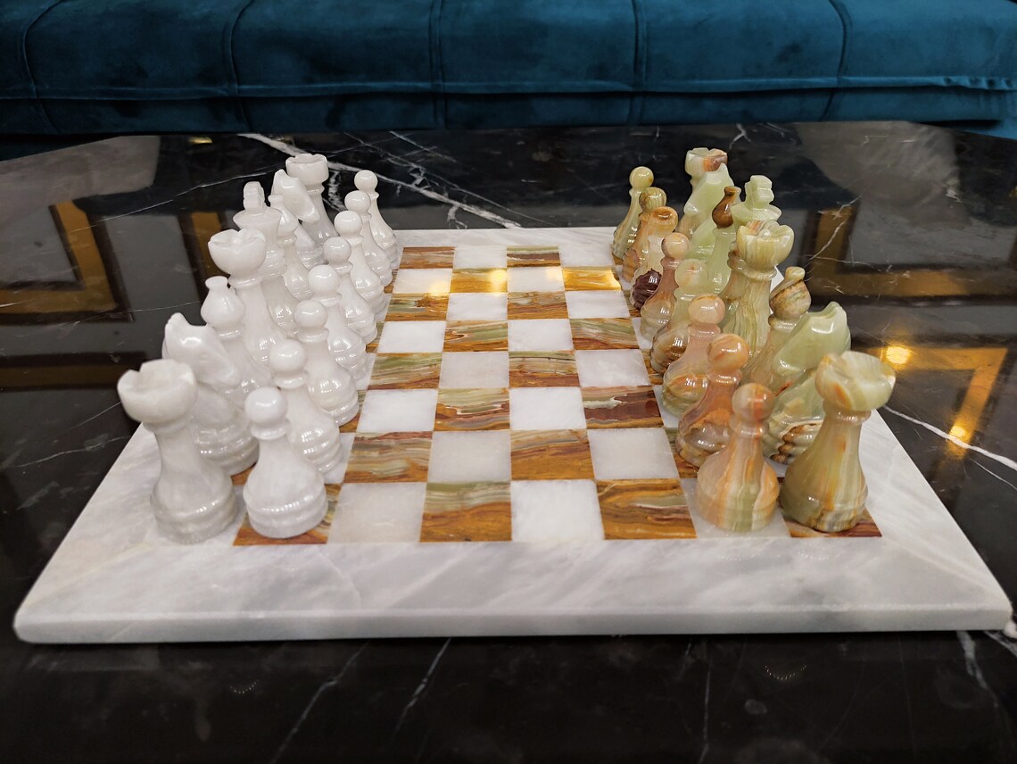 Queen's Gambit Handmade 12 Inch Marble Chess Set Indoor - Etsy