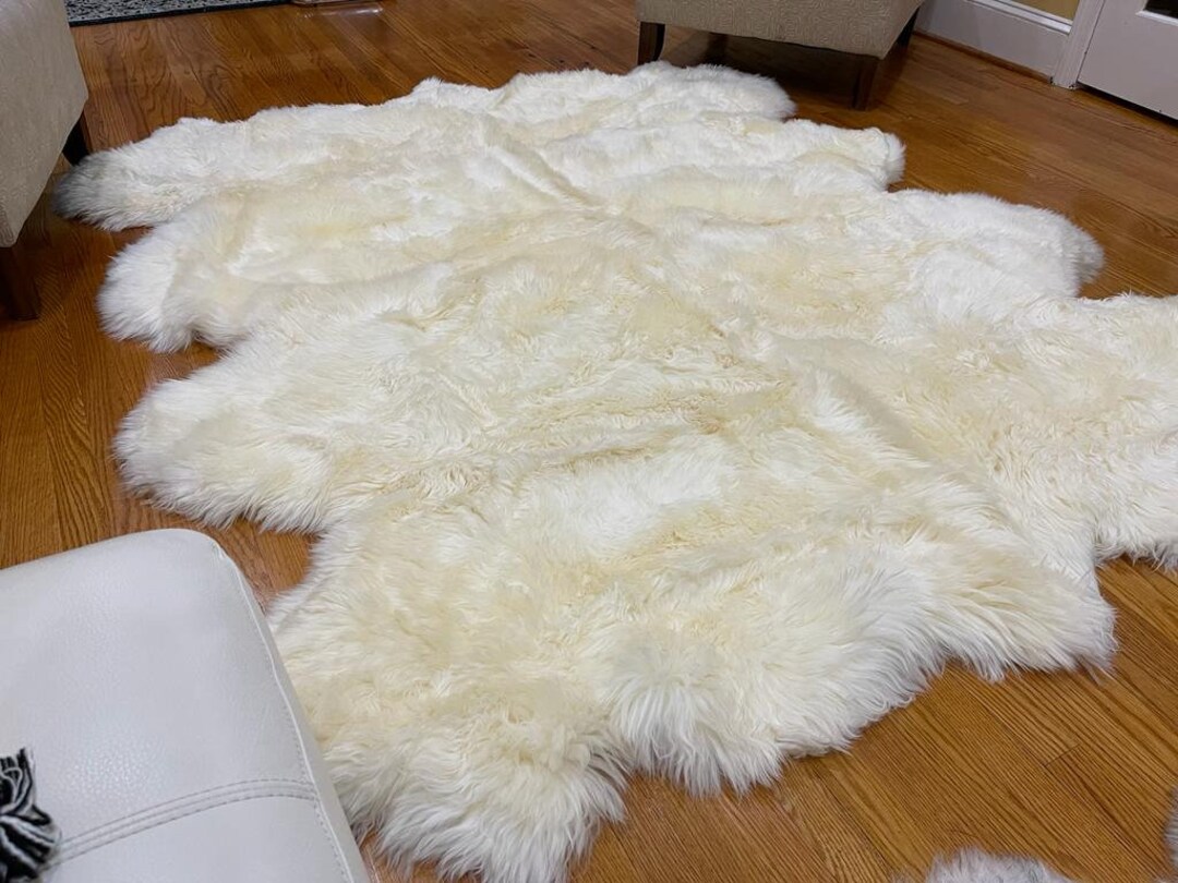 Genuine Natural Creamy White Sheepskin Rug, Pelt, Giant Sheepskin Throw ...