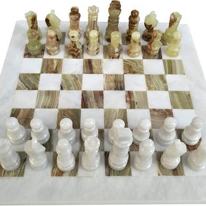 Queen's Gambit Handmade 12 Inch Marble Chess Set Indoor | Etsy