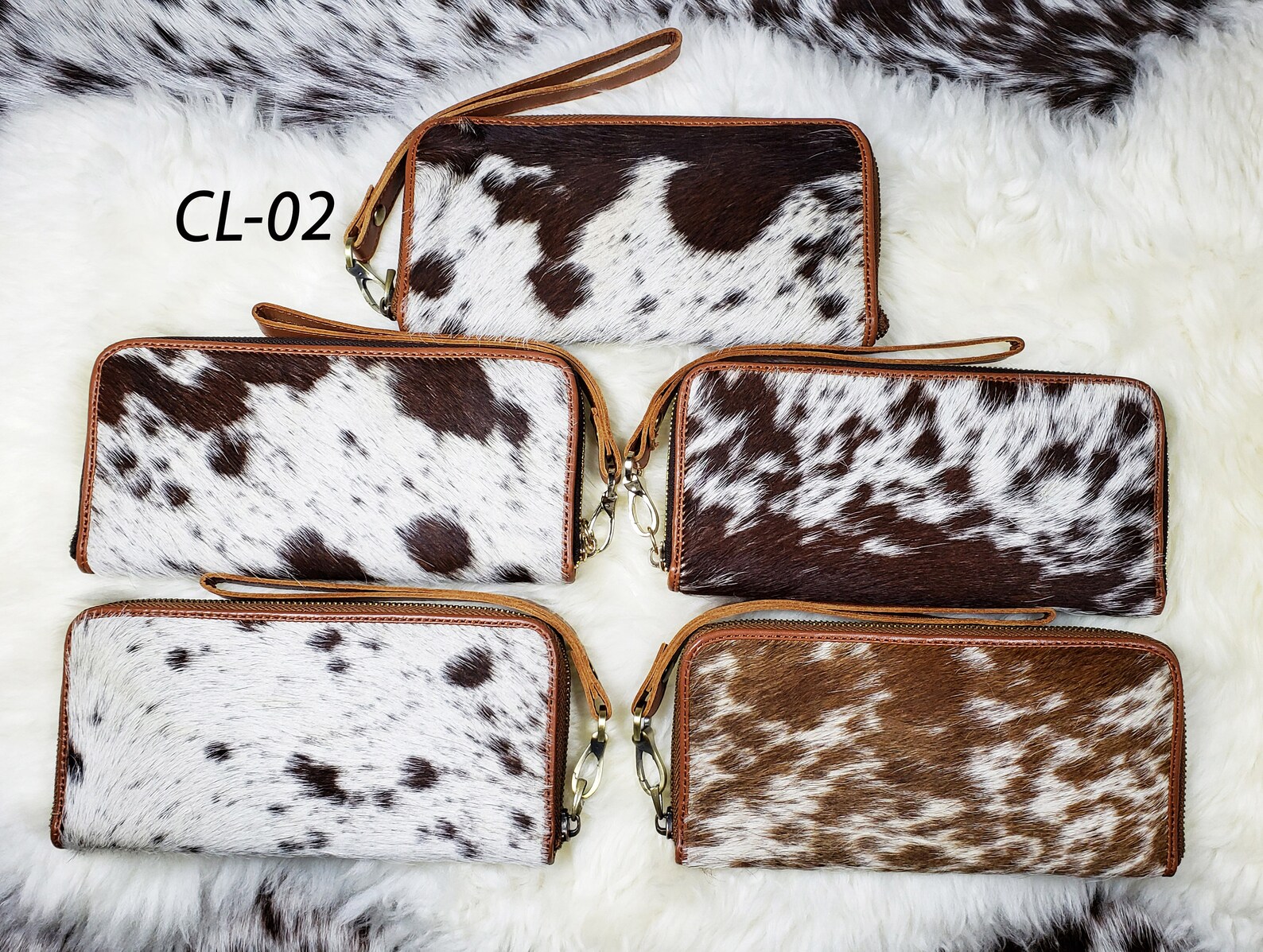 Real Cowhide Clutch Genuine Leather Handmade Wristlet and - Etsy