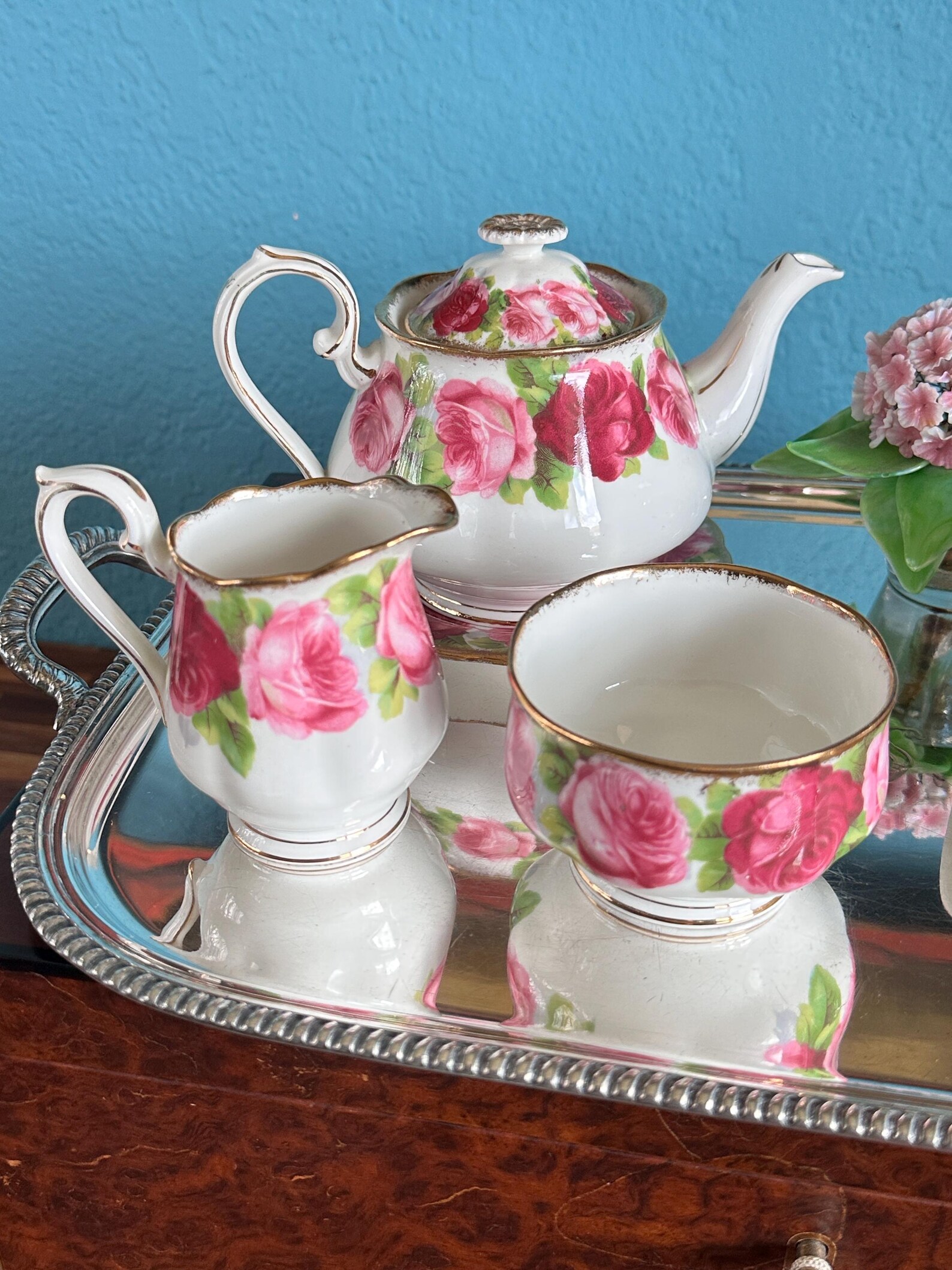 Royal Albert "old English Rose" Breakfast Tea Set, Tea Set for One ...