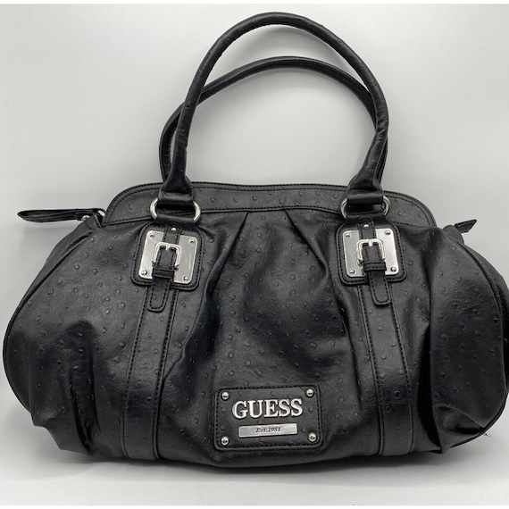 Vintage Guess Est 1981 Ostrich Leather Black Dual Top… - Gem