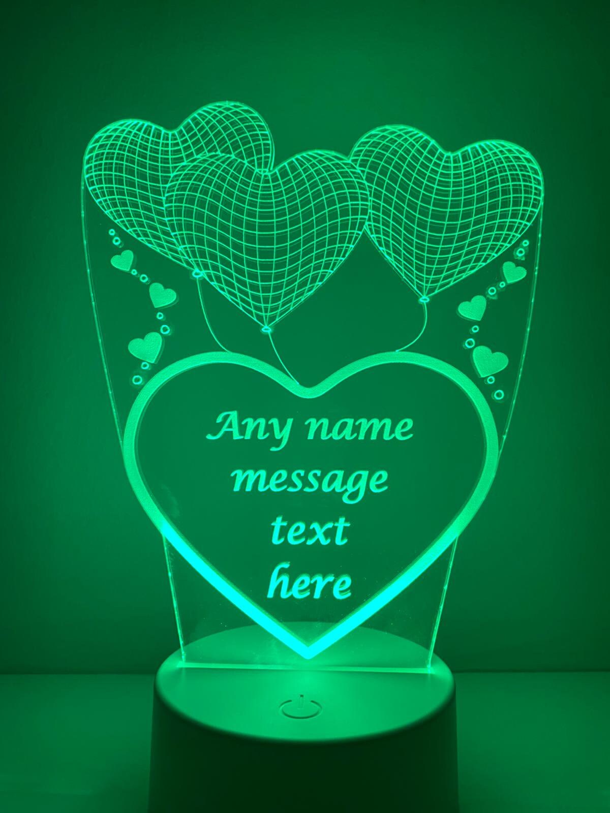 Personalised Multicolour LED Love Heart Sign or Night Light - Etsy Polska