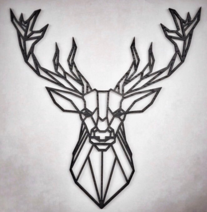 Geometric Stag Wooden Wall Art - Etsy UK