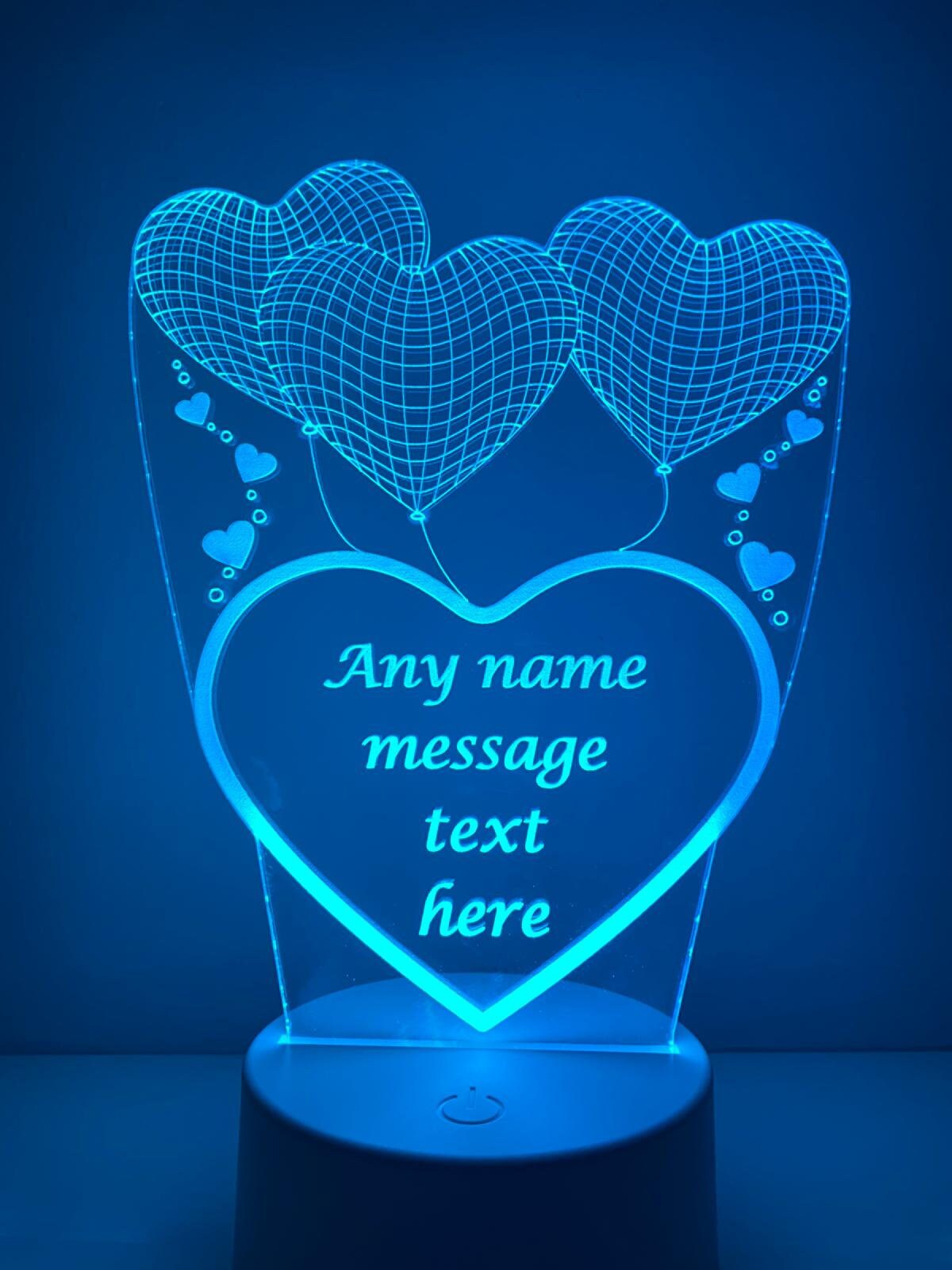 Personalised Multicolour LED Love Heart Sign or Night Light - Etsy Polska