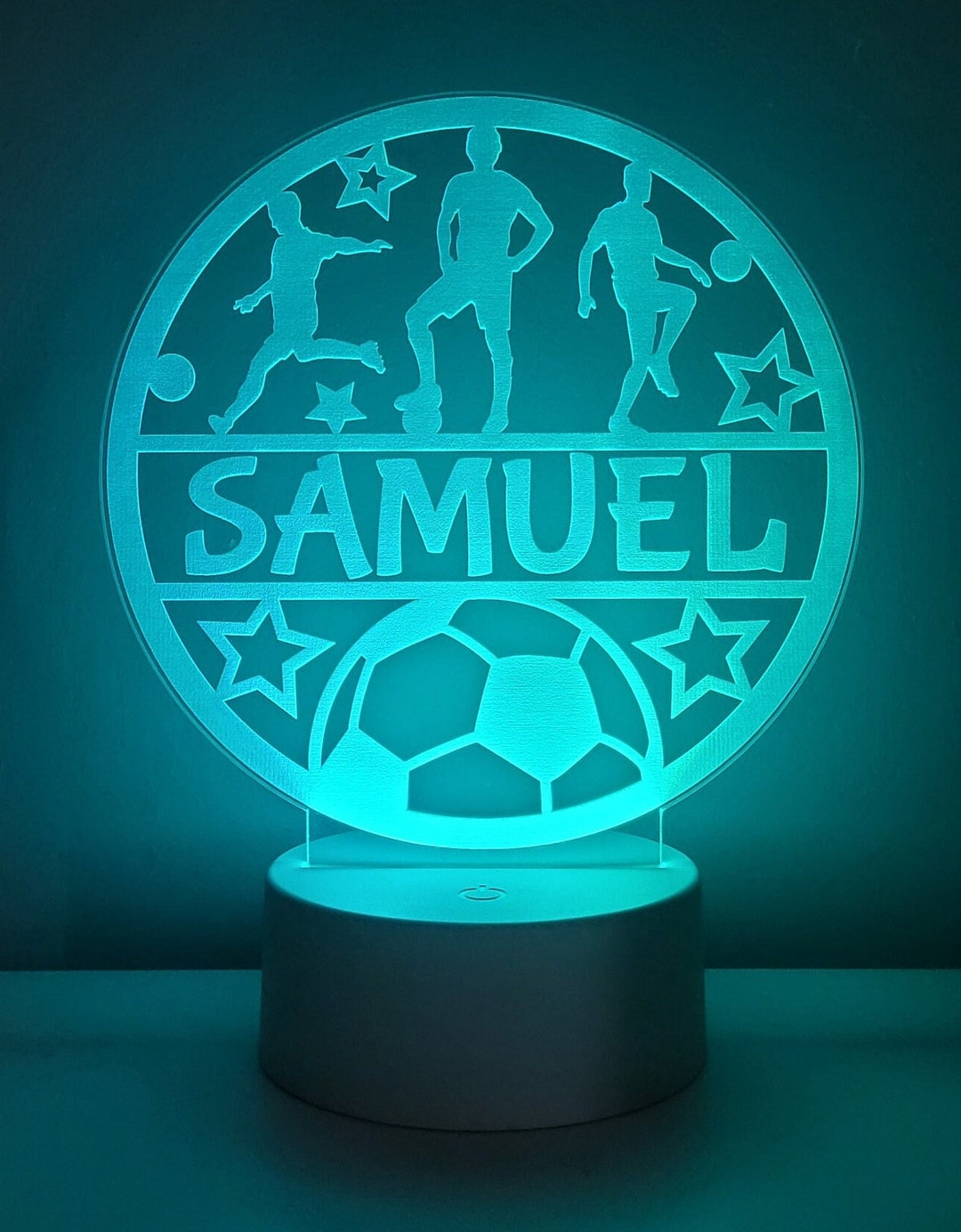 Personalised Football LED Night Light: Remote Controlled, Laser ...