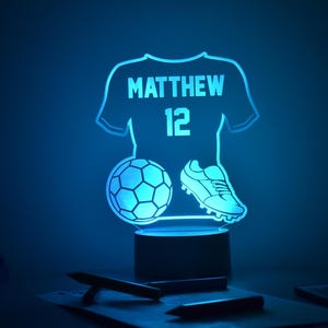 Personalised Football Shirt LED Night Light: Engraved Illusion Lamp ...