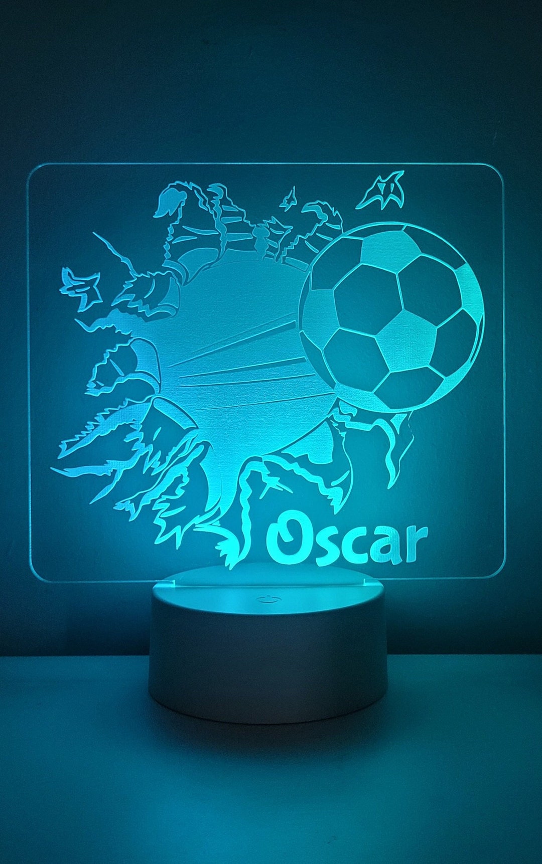 Personalised LED Football Night Light | Remote Controlled Lamp ...