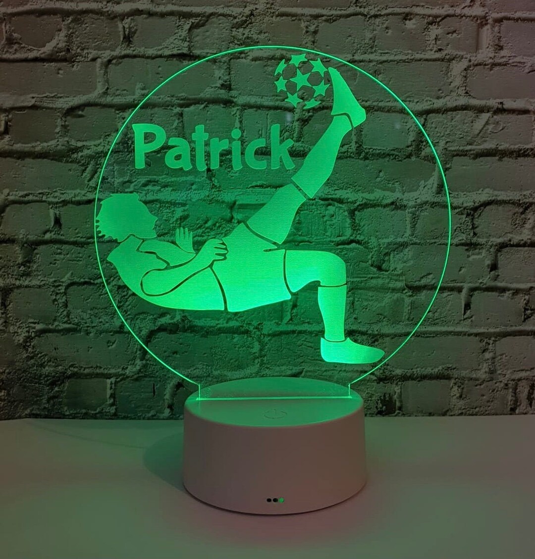 Personalised Football LED Night Light: Remote Controlled Illusion Lamp ...