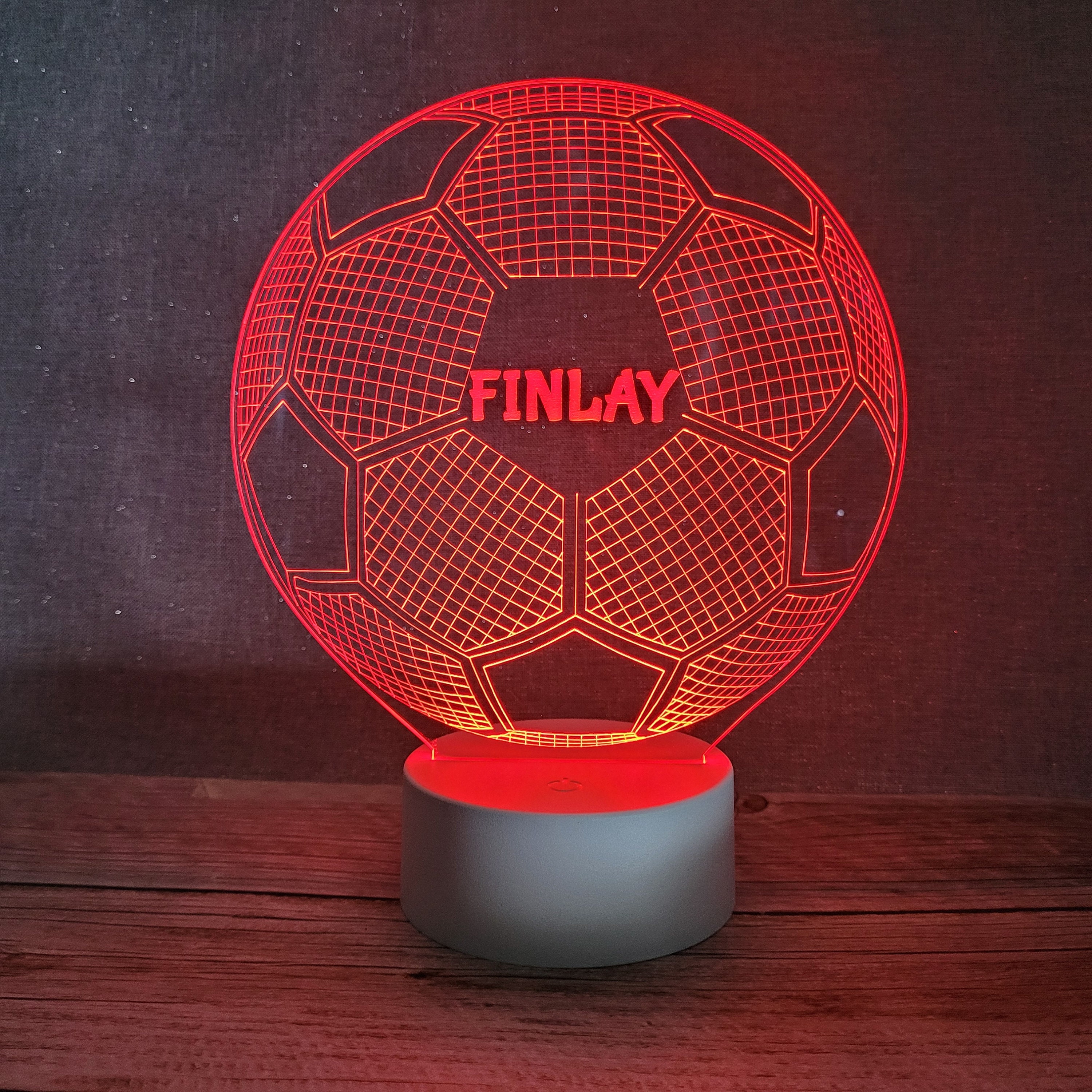 Personalised LED Football Night Light: Remote Control, Laser Engraved ...