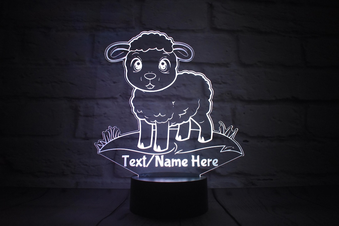 Personalised LED Lamb Night Light: Remote Controlled Sheep Lamp - Etsy UK