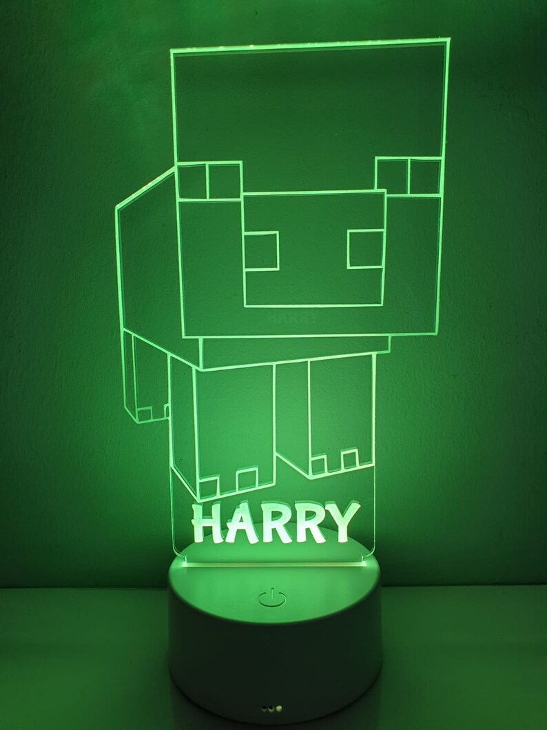 Personalised Led Minecraft Night Light Colour Changing With - Etsy UK