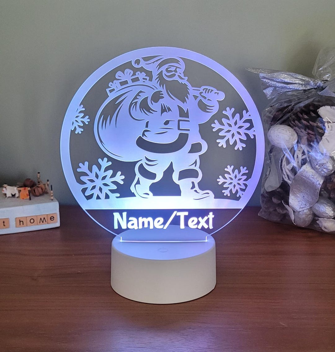 Personalised Santa LED Light - Remote Controlled Christmas Decoration ...
