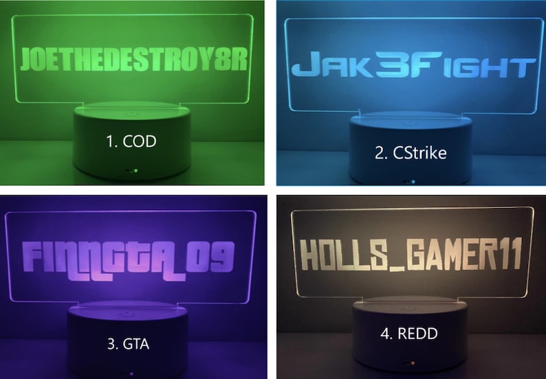 Personalised LED Gaming Name Tag Remote Control Night Light - Etsy UK