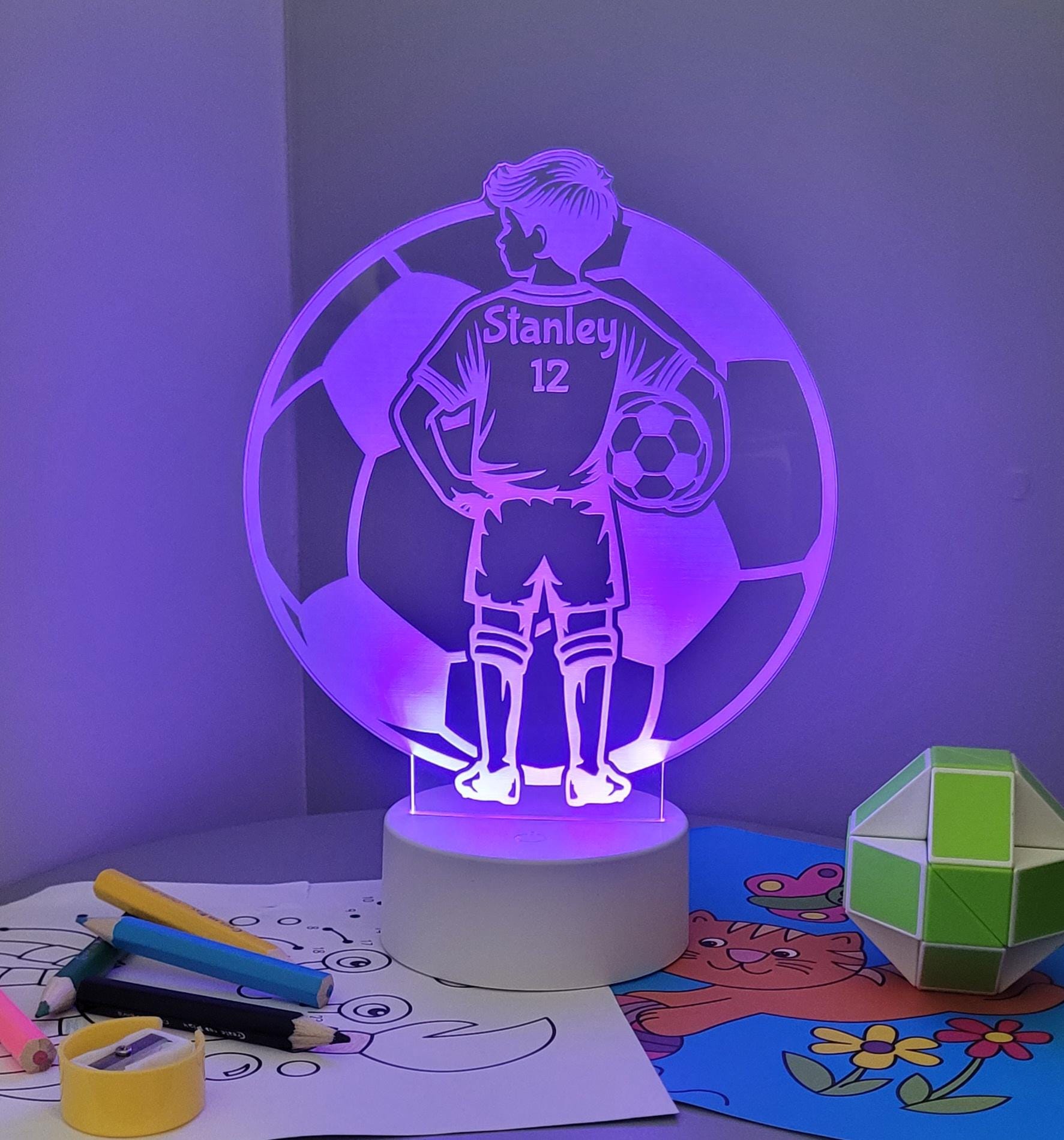 Personalised Footballer LED Night Light: Remote Controlled Football ...