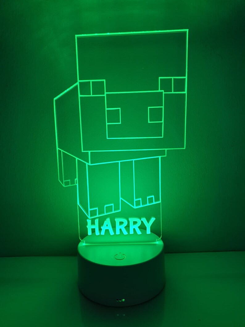 Personalised Led Minecraft Night Light Colour Changing With - Etsy UK