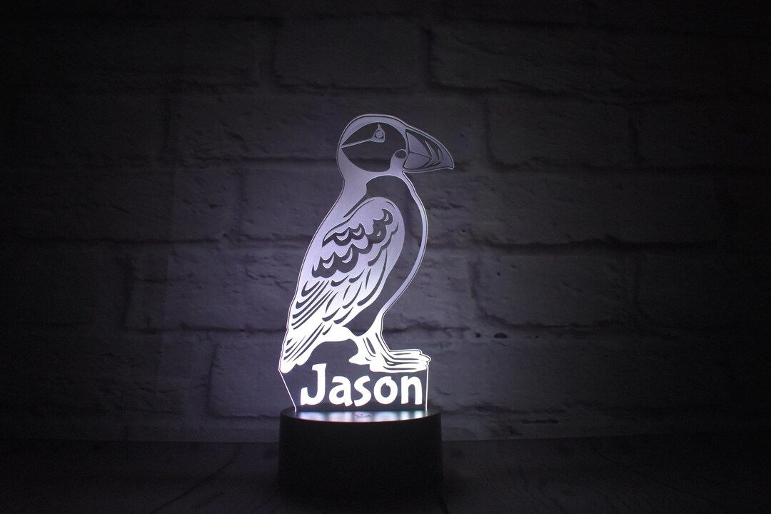 Personalised LED Puffin Night Light | Remote Controlled Lamp | Cute ...