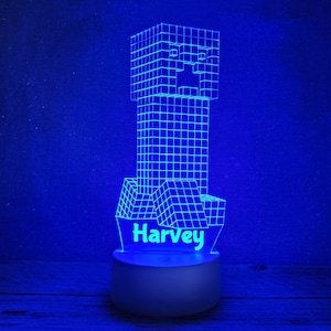 Personalised 3D Led Minecraft Creeper Night Light Illusion Lamp Laser ...