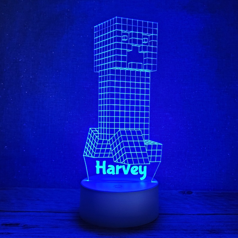 Personalised 3D Led Minecraft Creeper Night Light Illusion - Etsy