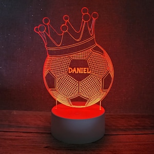 Personalised LED Football Night Light | Remote Controlled Lamp ...