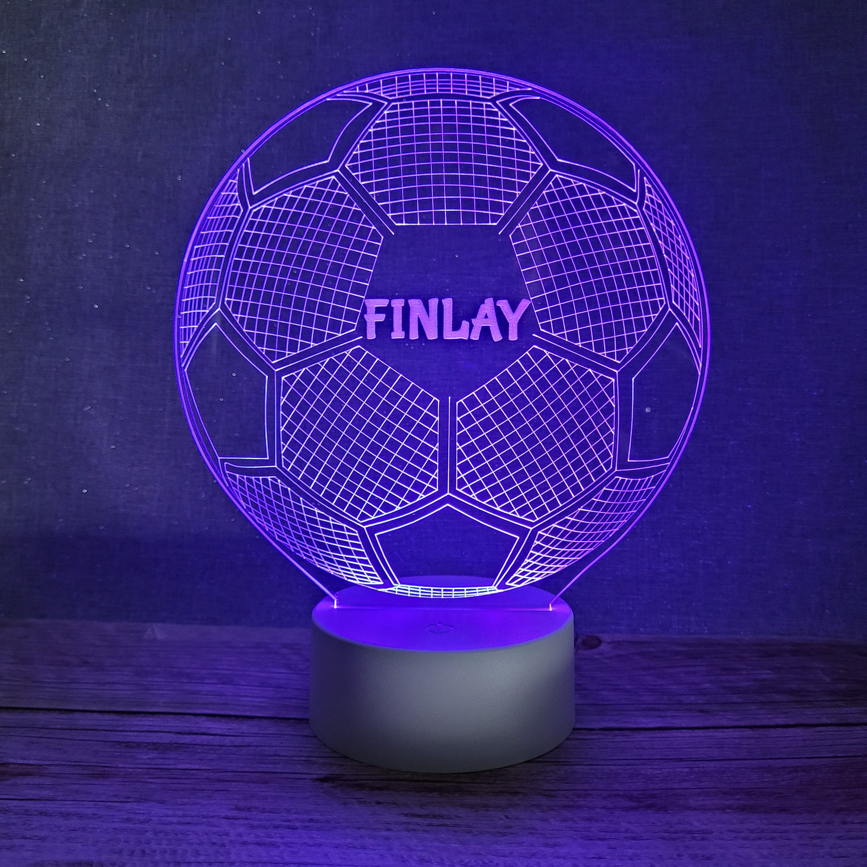 Personalised LED Football Night Light: Remote Control, Laser Engraved ...