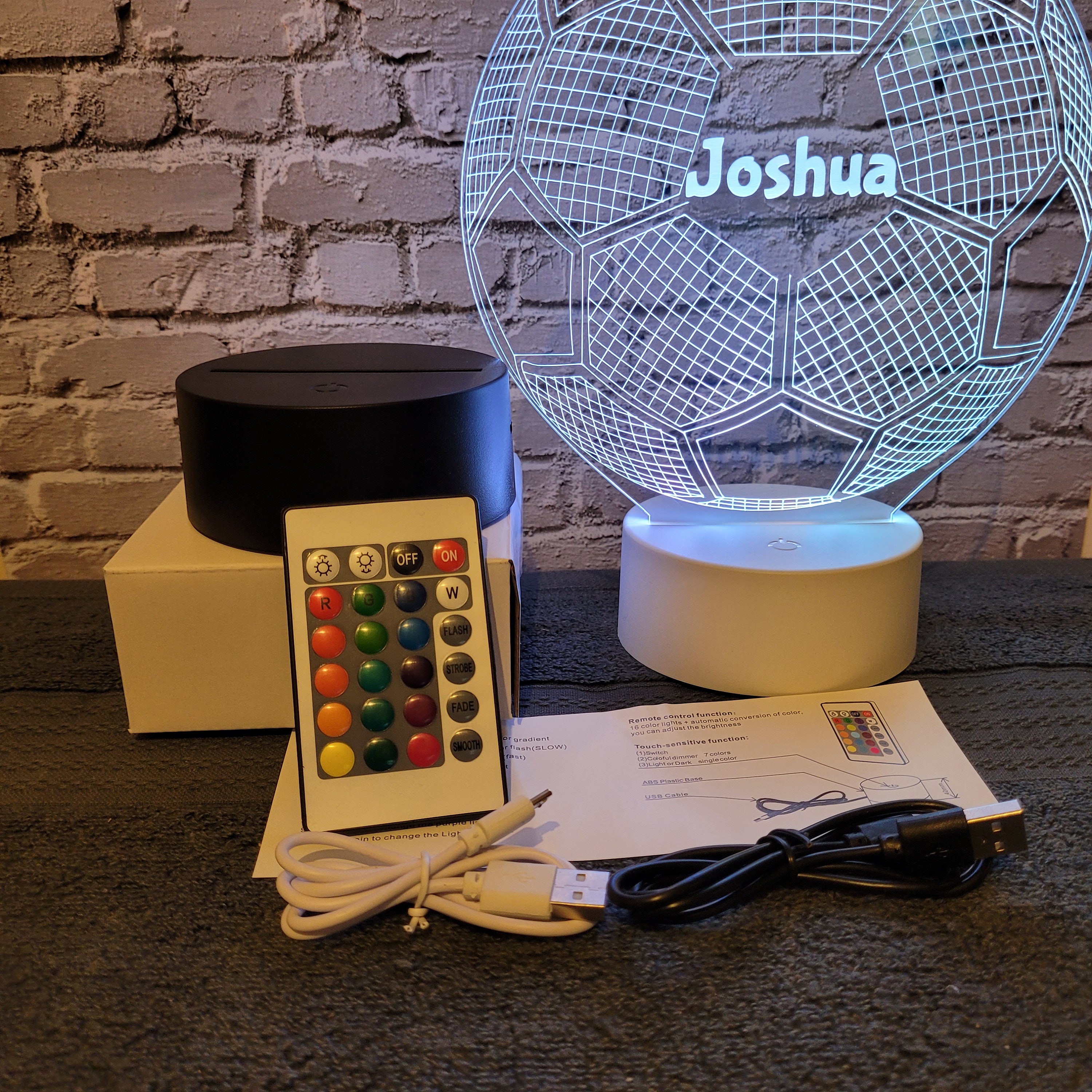 Personalised LED Football Night Light Remote Controlled Lamp - Etsy UK