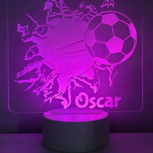 Personalised LED Football Night Light | Remote Controlled Lamp ...