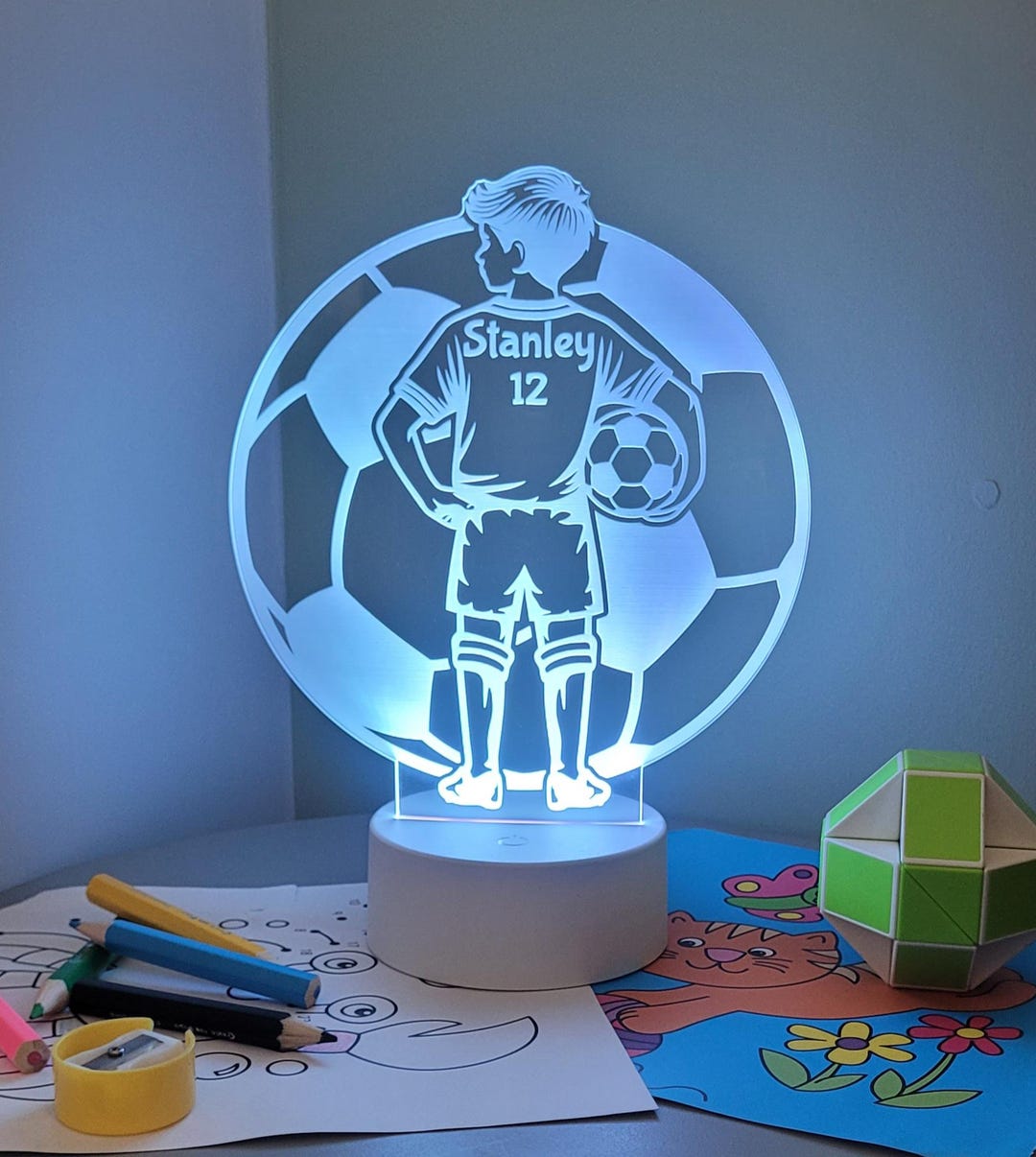 Personalised Footballer LED Night Light: Remote Controlled Football ...