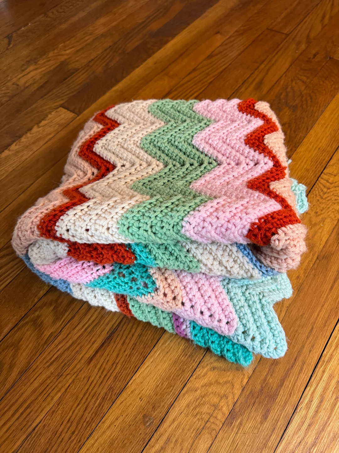 Unique Colored Chevron Handknit Afghan - Etsy
