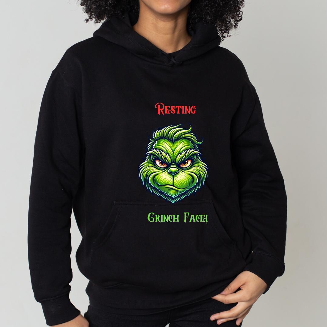 Grumpy Resting Grinch Face Sweatshirt, Christmas Winter Holiday Funny ...