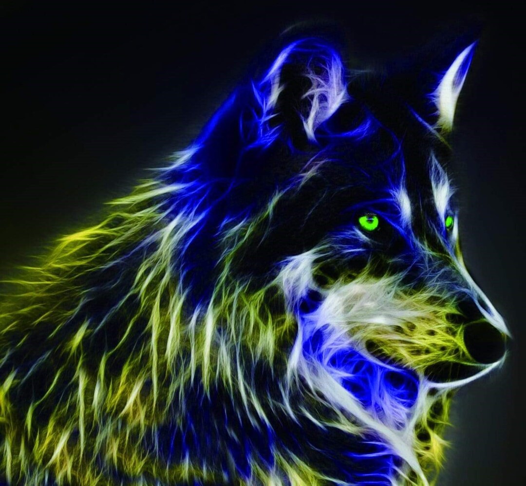 5D DIY My Diamond Art neon Wolf Diamond Painting Kit NEW - Etsy
