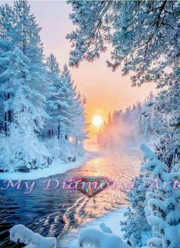 5D DIY My Diamond Art winter Lake Wonderland Diamond | Etsy