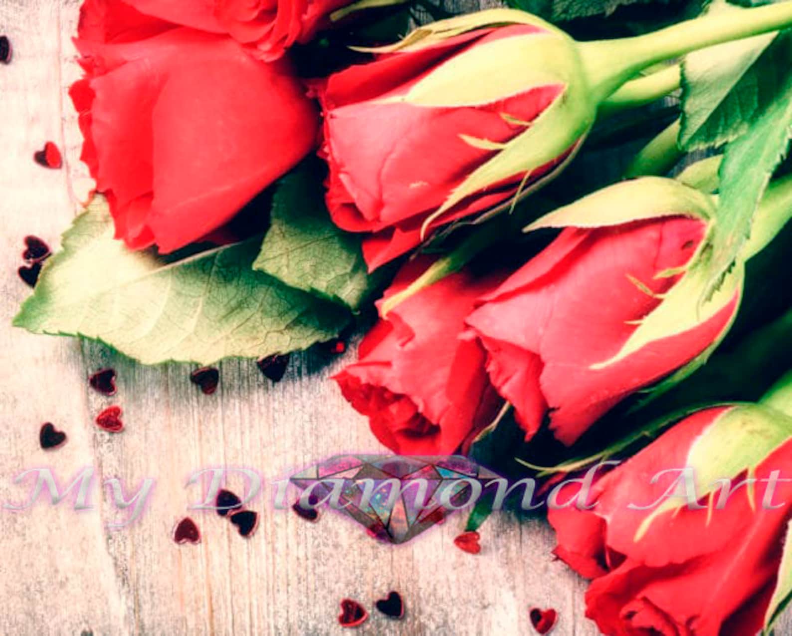 5D DIY My Diamond Art red Roses Diamond Painting Kit NEW - Etsy