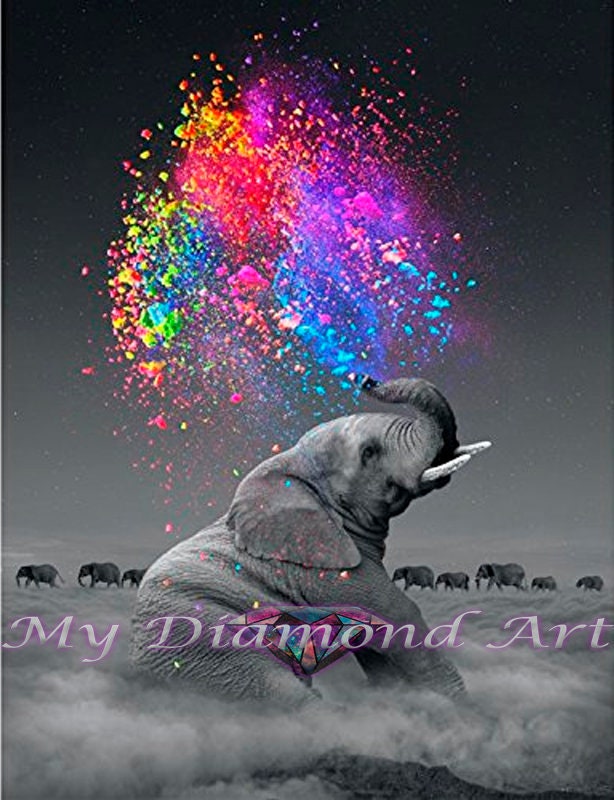 5D DIY My Diamond Art colorful Elephant Diamond Painting Kit | Etsy