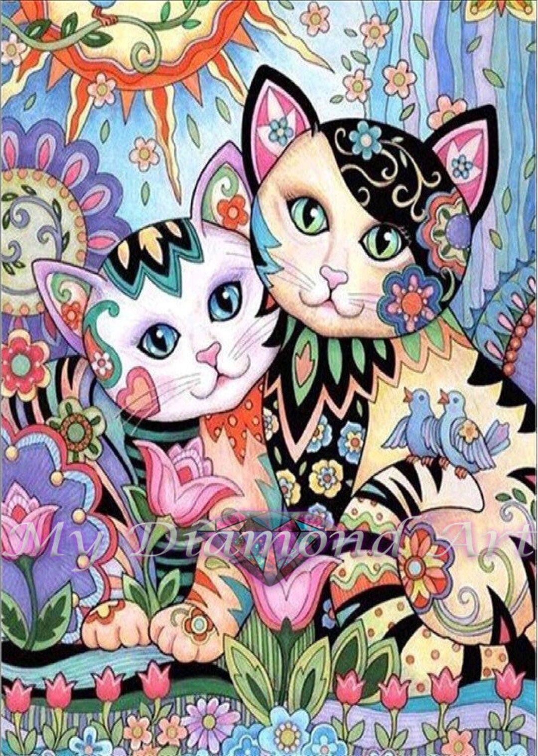 5D DIY My Diamond Art (flower Cats) Diamond Painting Kit (NEW) - Etsy