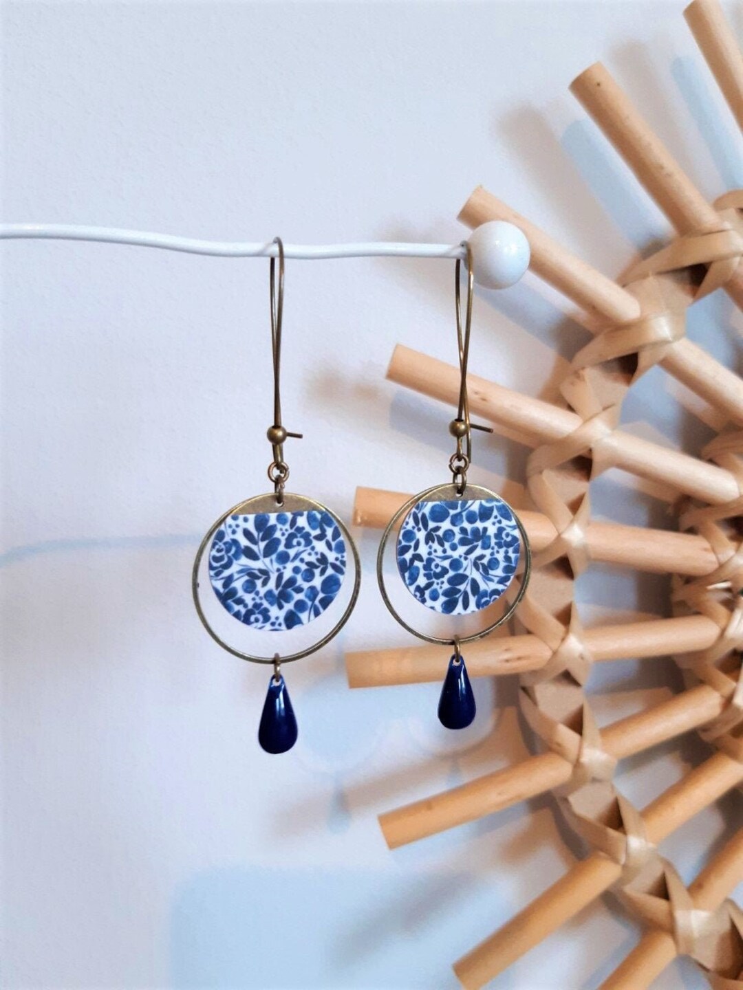 EMMA Japanese Paper and Midnight Blue Enameled Sequin Earrings - Etsy