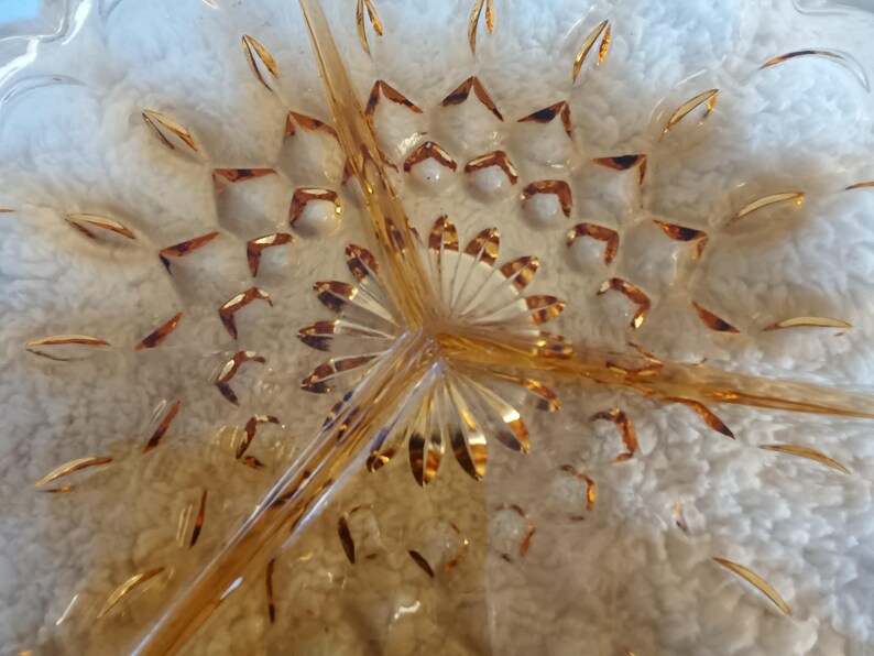 Vintage Anchor Hocking Fairfield Pattern Amber Glass Divided Scalloped ...