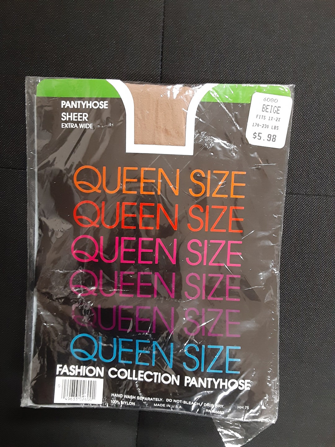 Vintage Fashion Collection Queen Size Sheer Extra Wide Beige 100% Nylon ...