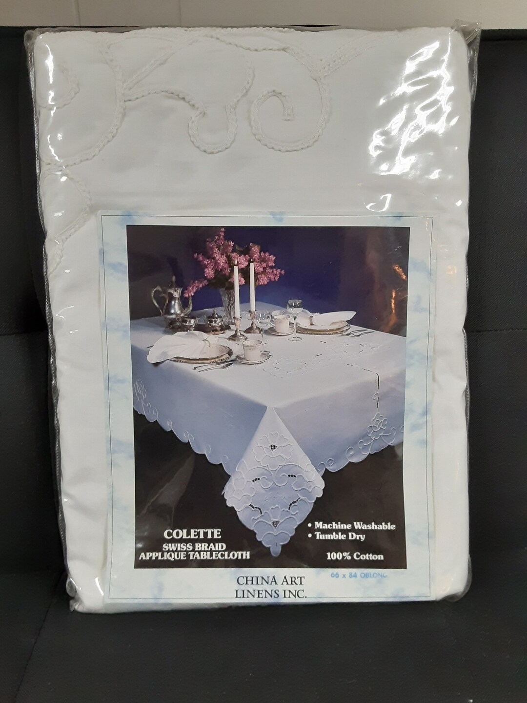 Vintage Colette Swiss Braid Applique Tablecloth White 66x84 Oblong New ...